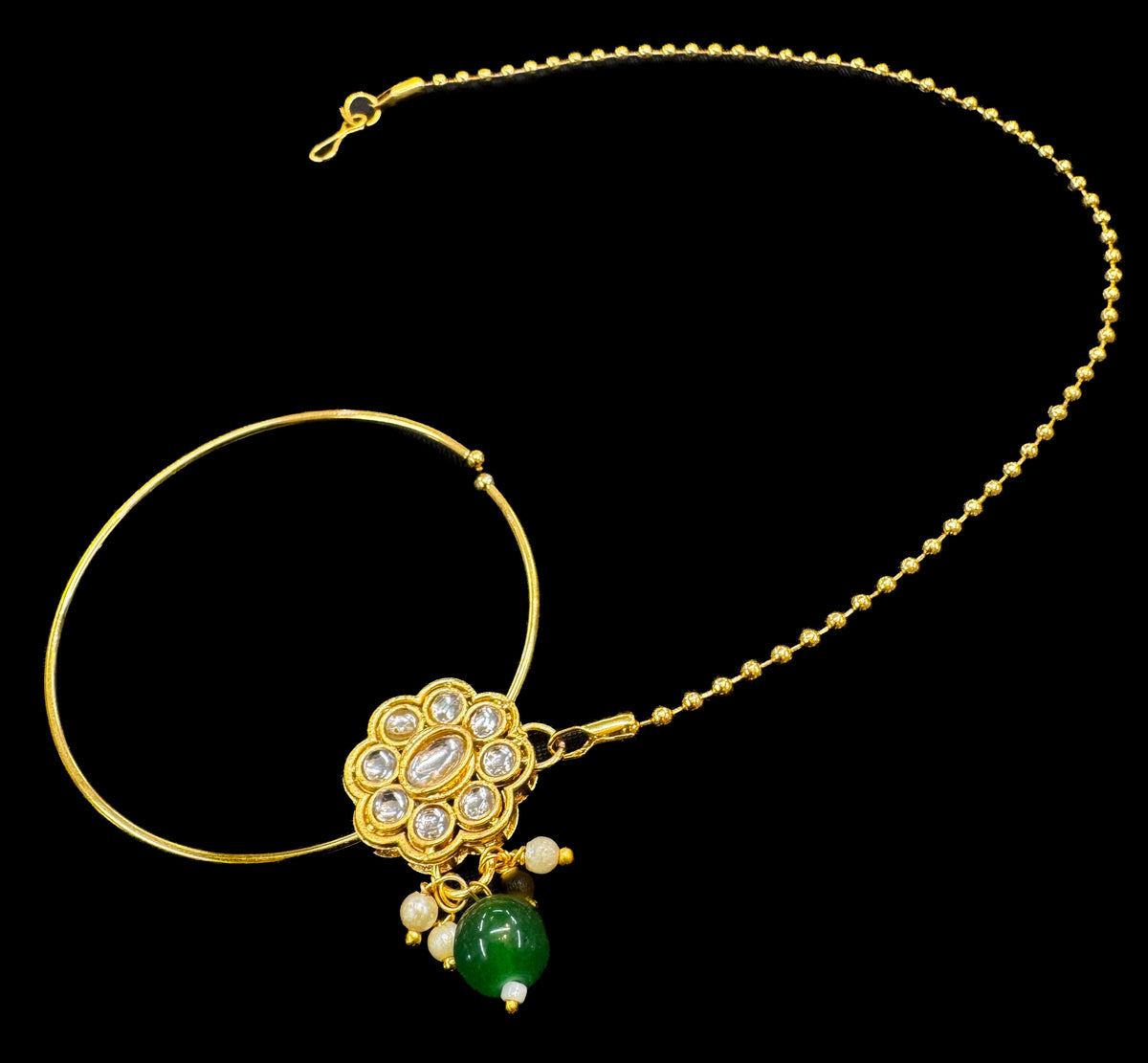 Medium size Original kundan stone Beautiful Bride Nath (non piercing)– Saheli Ethnic Indian Wear