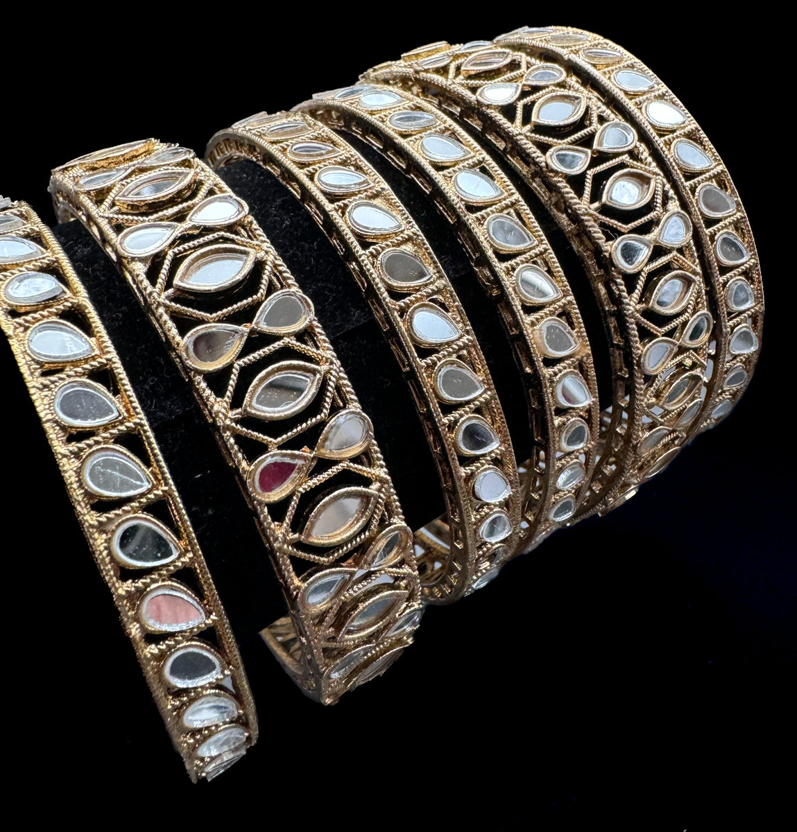 Mirror work Silver metal oxidised bangles set (price per pack)– Saheli ...