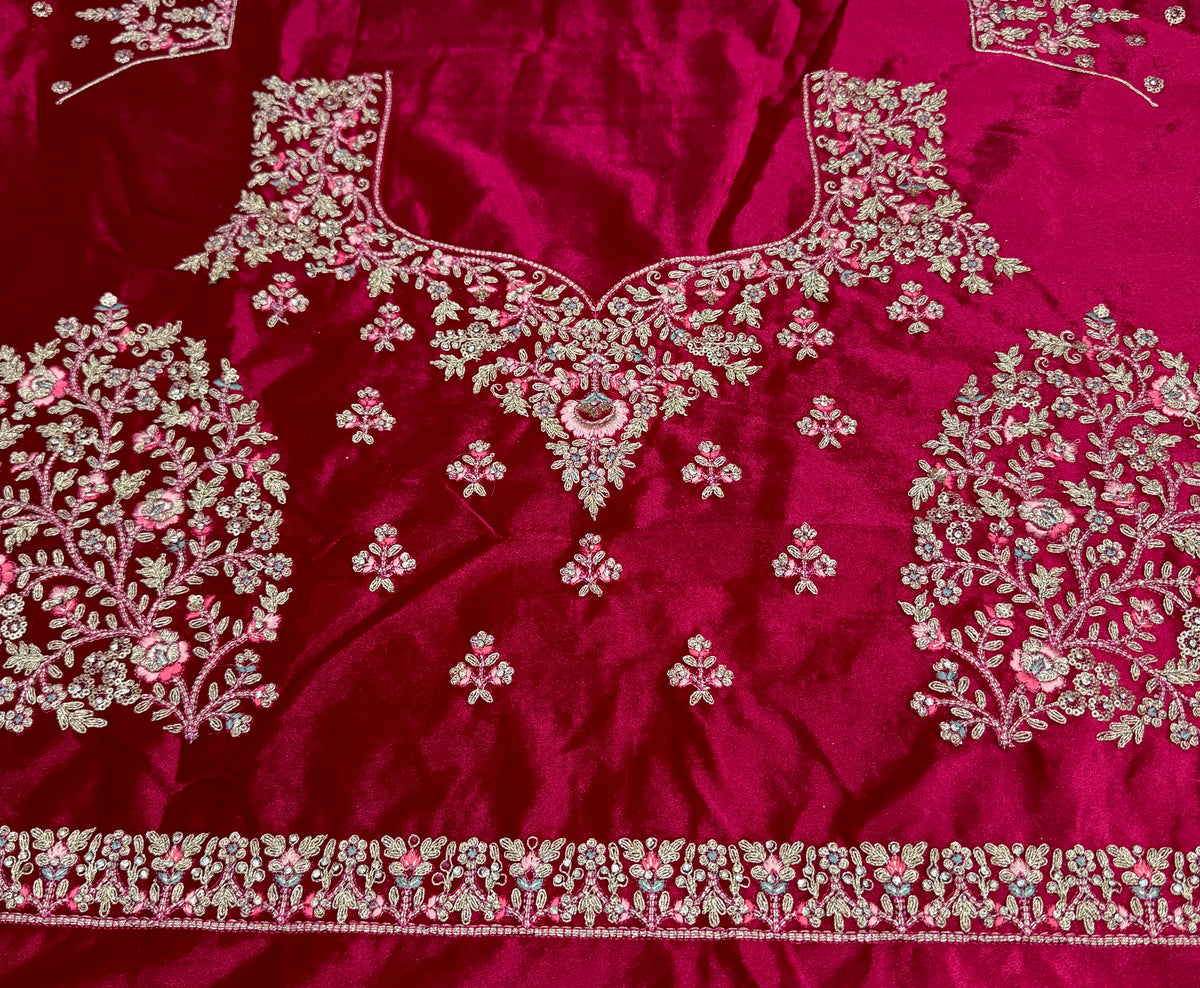 Velvet based hand work with stones work embroidery work and original m ...