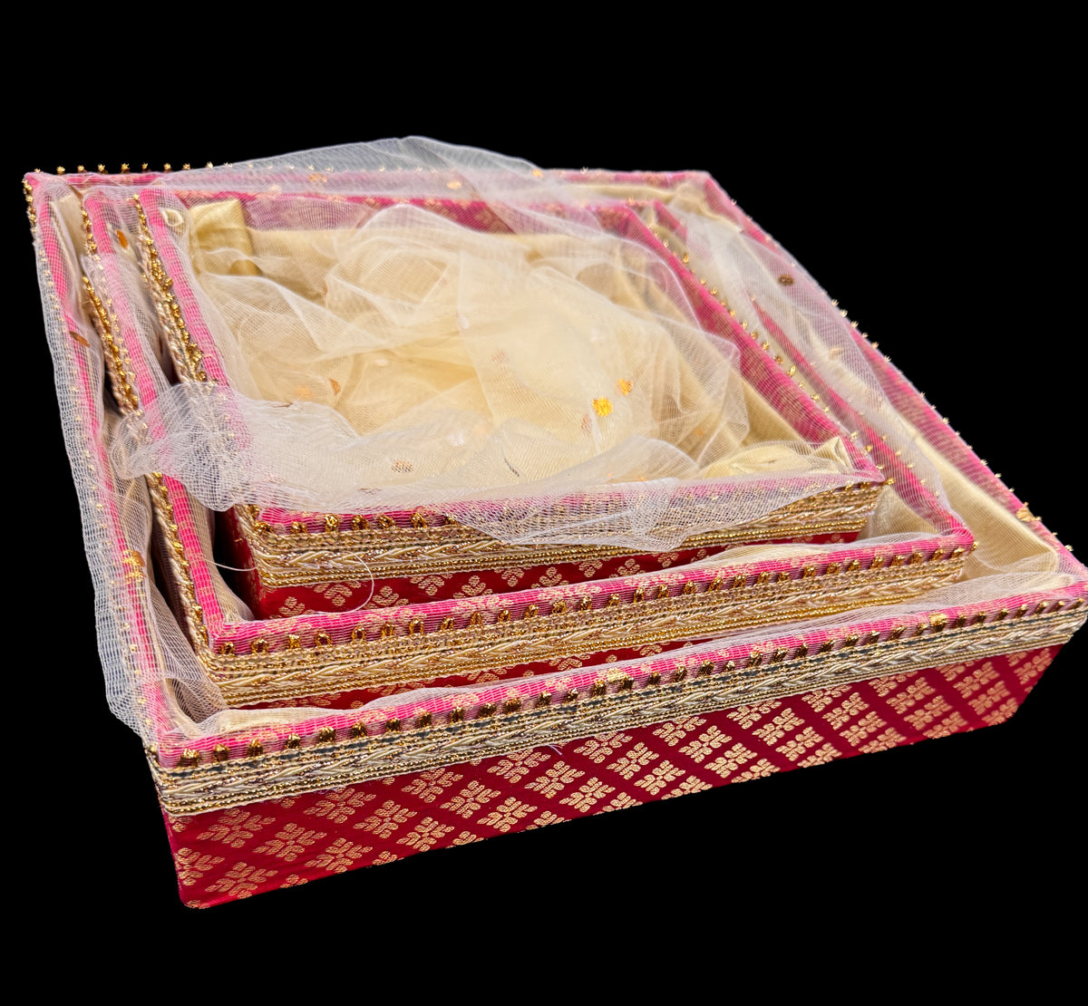 (3 Trays of small, medium and large size )Decorative Shagun Tray for W ...