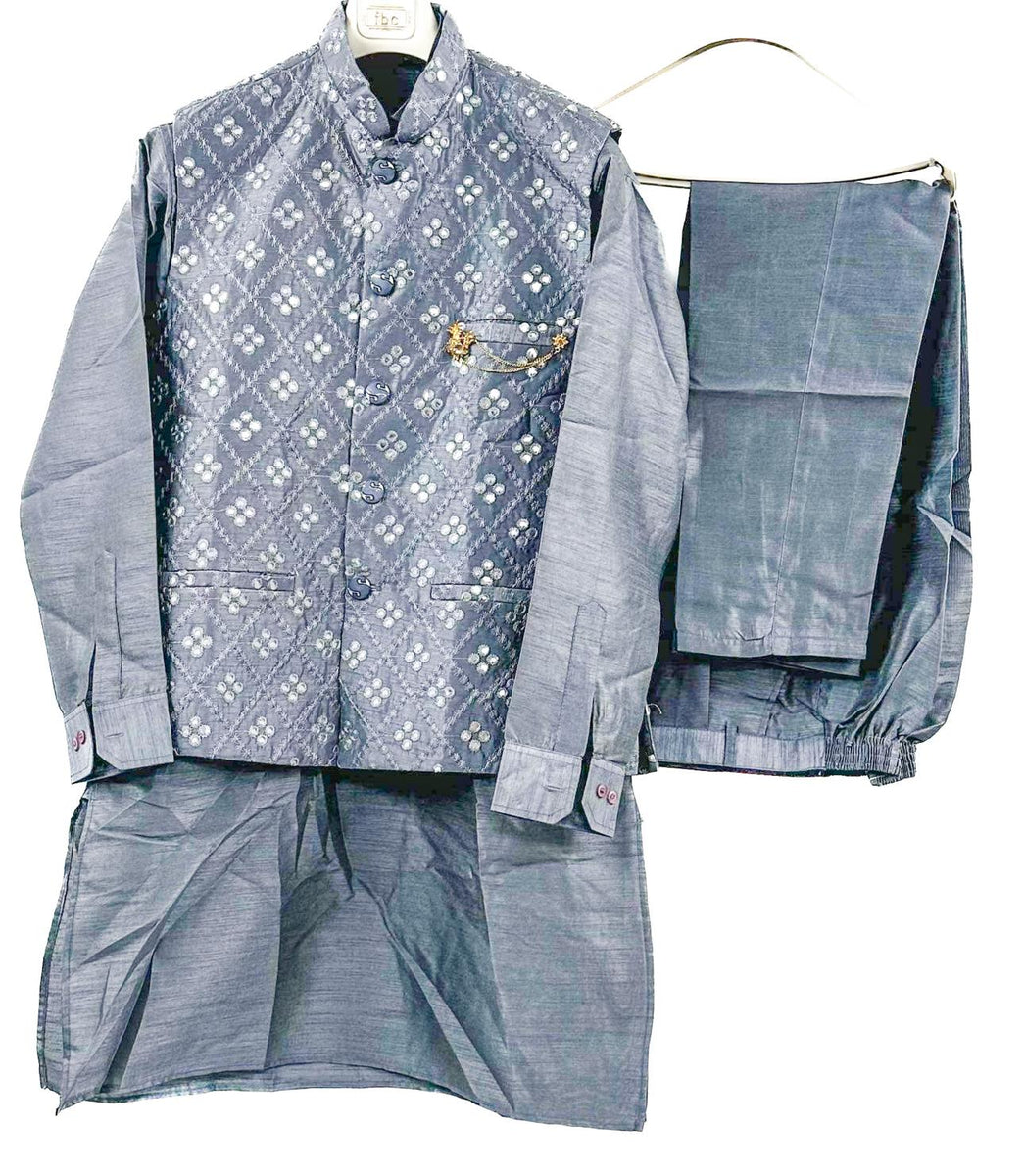 Mirror Work Jacket With Raw Silk Based Kurta & Pents– Saheli Ethnic ...