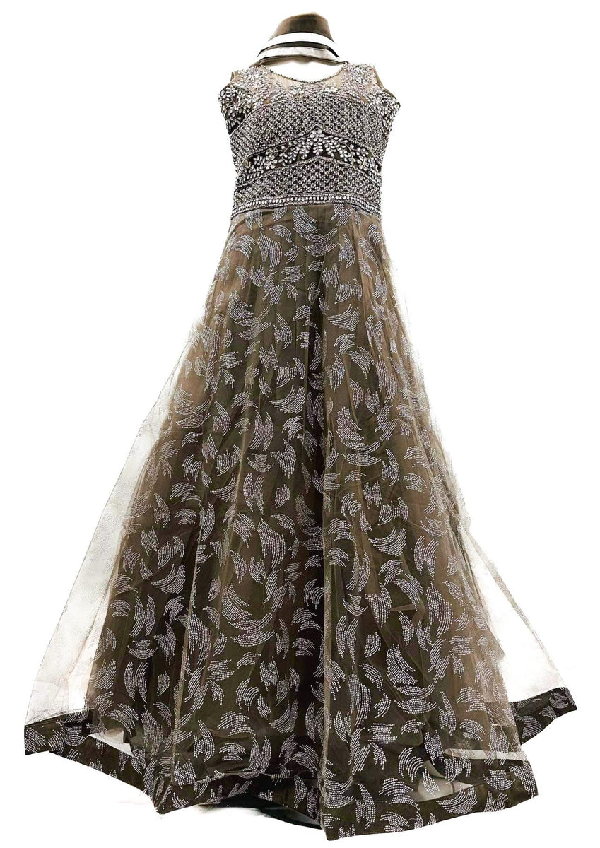 Netting based stone work party Gown– Saheli Ethnic Indian Wear