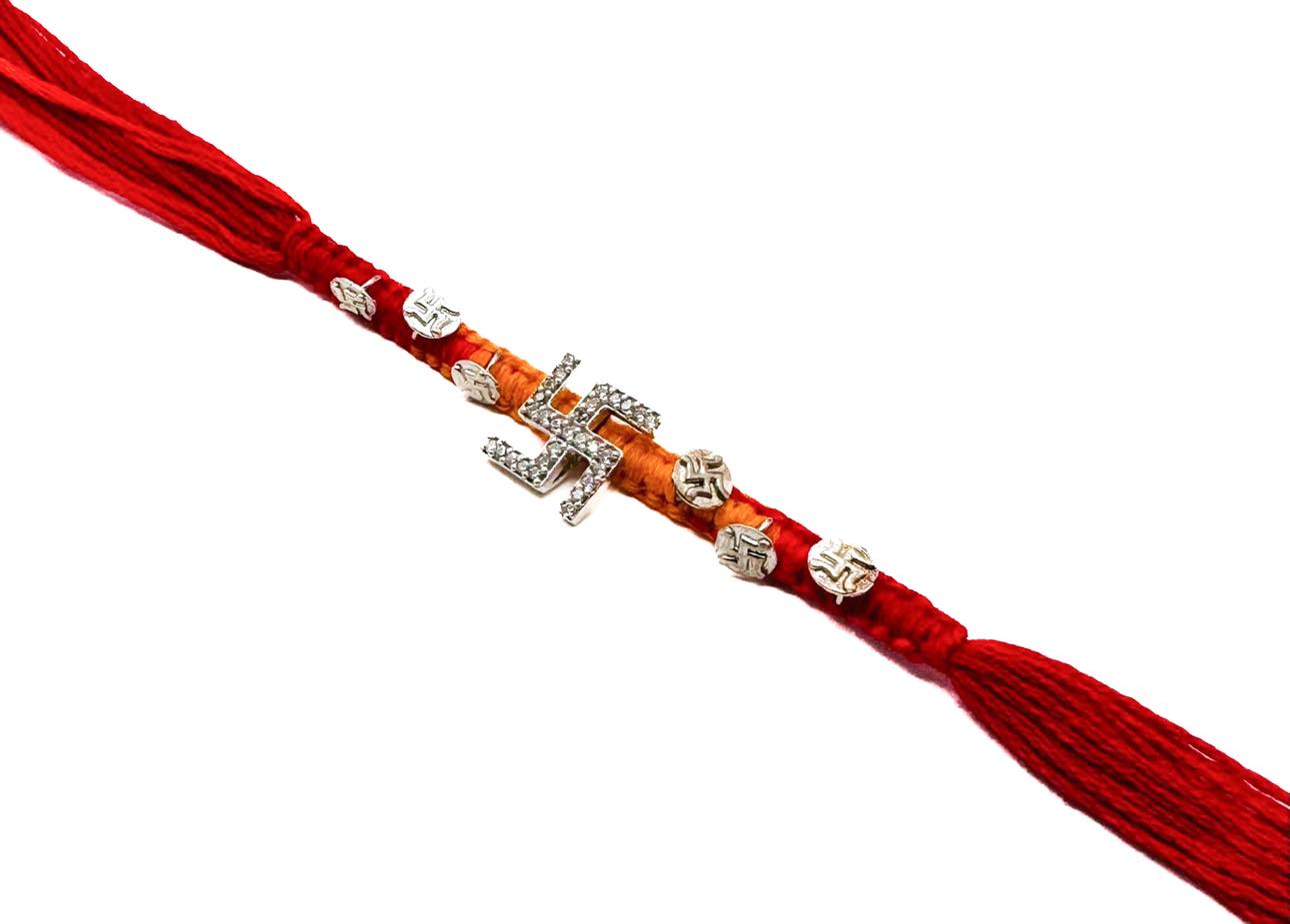 Original Silver made Swastik Symbol Beautiful Rakhi– Saheli Ethnic ...