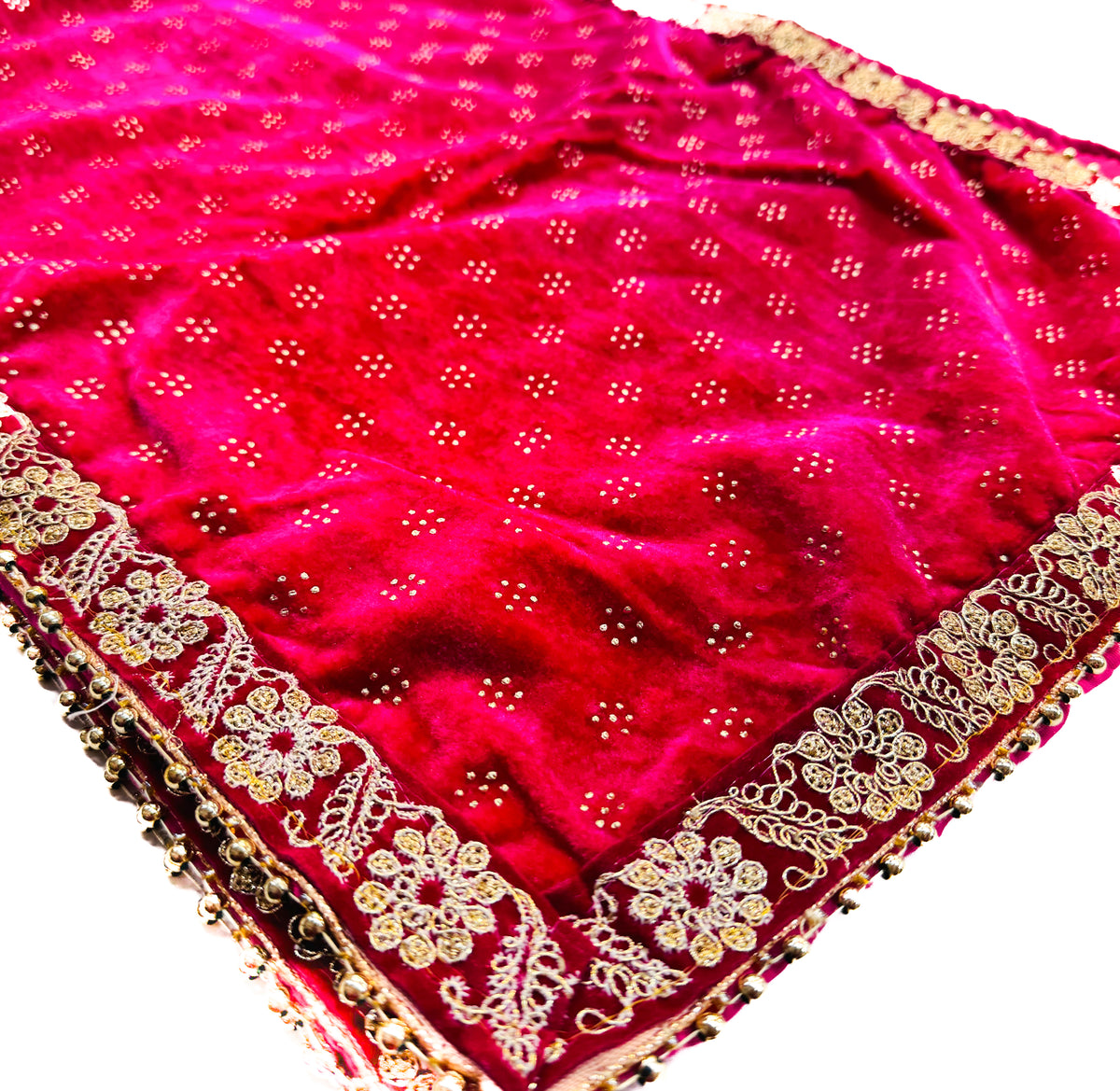 Hot Pink colour velvet based golden print work Dulha Sherwani shawl ...