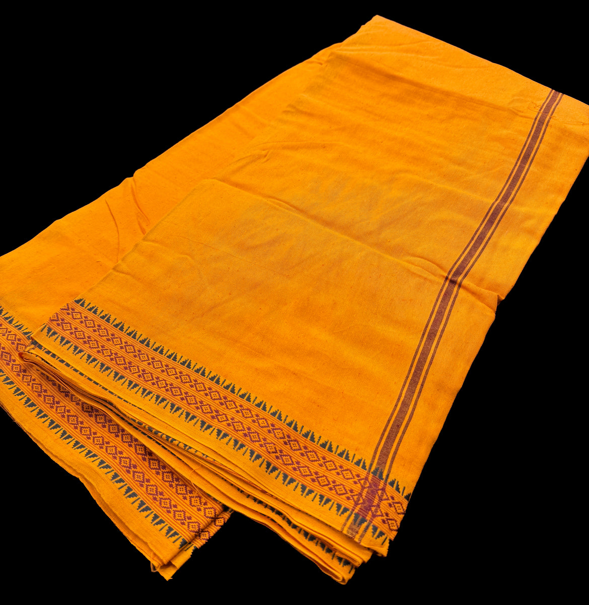 Kesari Colour cotton based apx 5 meter Dhoti– Saheli Ethnic Indian Wear
