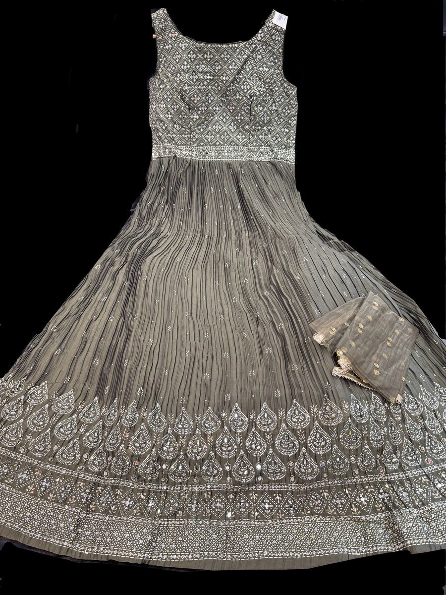 Georgette Silk Based stone work With Sequined Work at front and back D ...