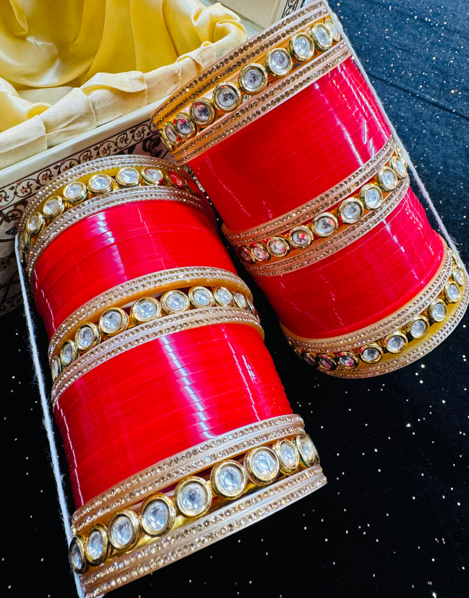 Original Kundan stone design Bridal Churra– Saheli Ethnic Indian Wear