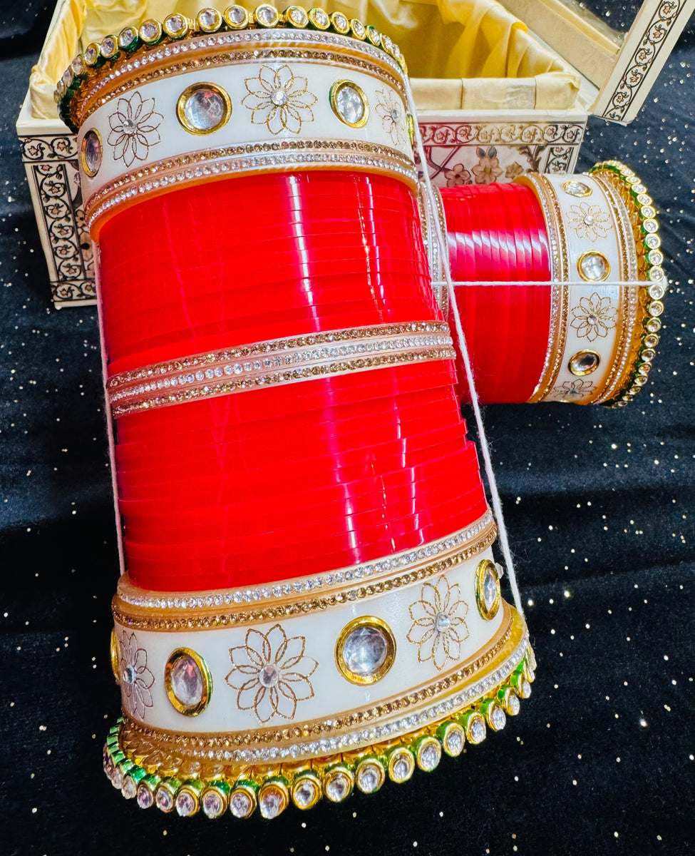 Beautiful kundan stone design Bridal Churra– Saheli Ethnic Indian Wear