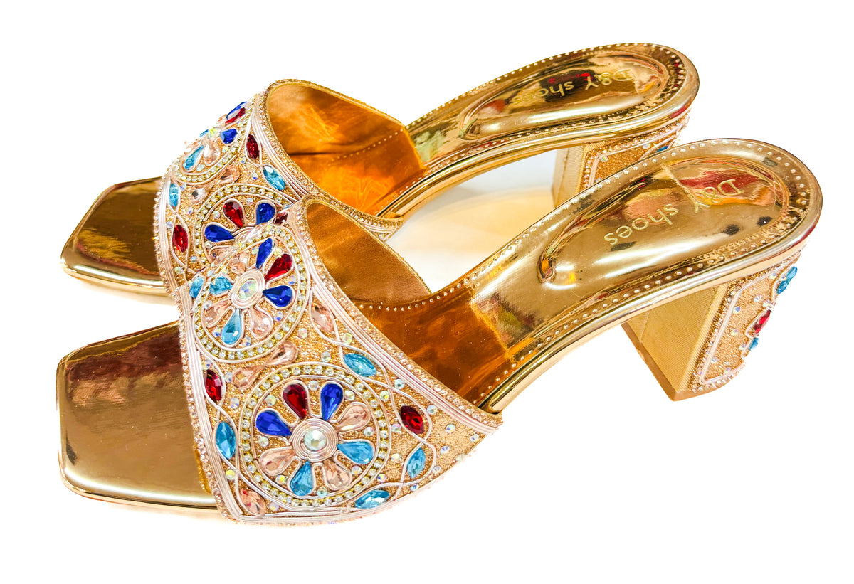 Multi Colored Stone Studded Designer Wedge– Saheli Ethnic Indian Wear