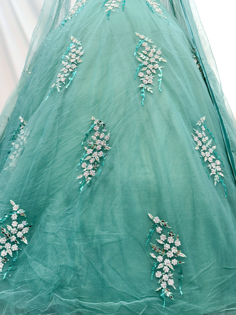 Netting Based Beautiful Mirror & Stone Work Designer Party Gown– Saheli ...