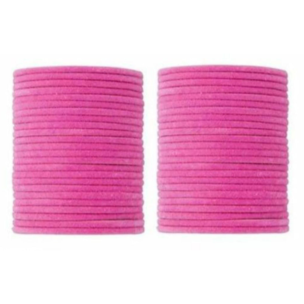Bubblegum Pink color kids plain velvet bangles (2 dozen in one pack ...