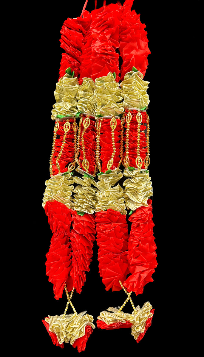 Red colour Wedding Garland/ Jaimala, Heavy artificial flowers with Pea ...