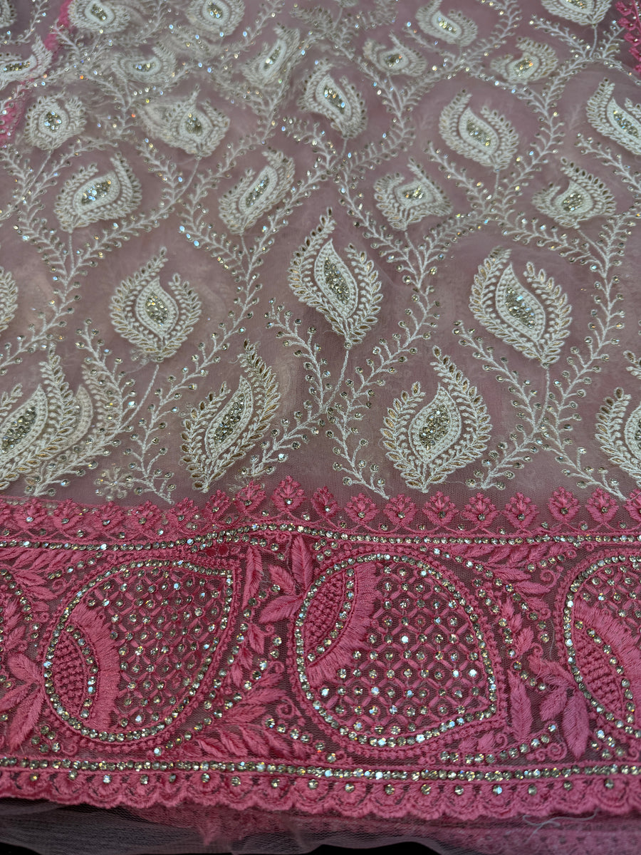 (Video Clip attached ) Very heavy work designer Pink Colour Heavy Ston ...