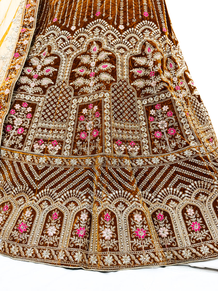 Velvet based hand work with stones work embroidery work design Heavy K ...