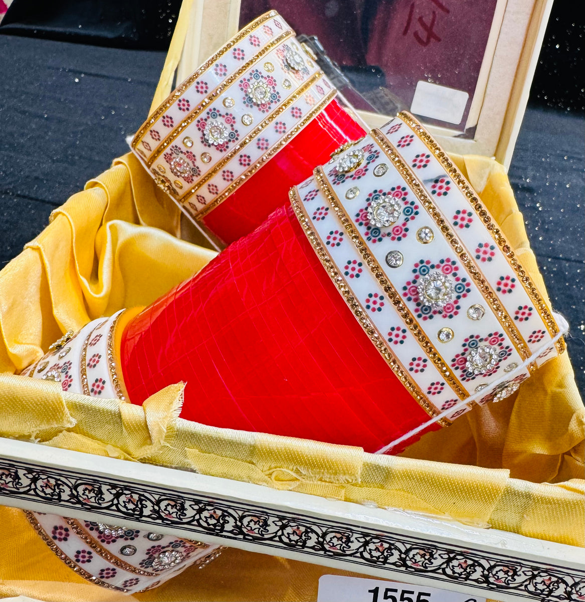 Beautiful stone with dotted design Bridal Churra– Saheli Ethnic Indian Wear