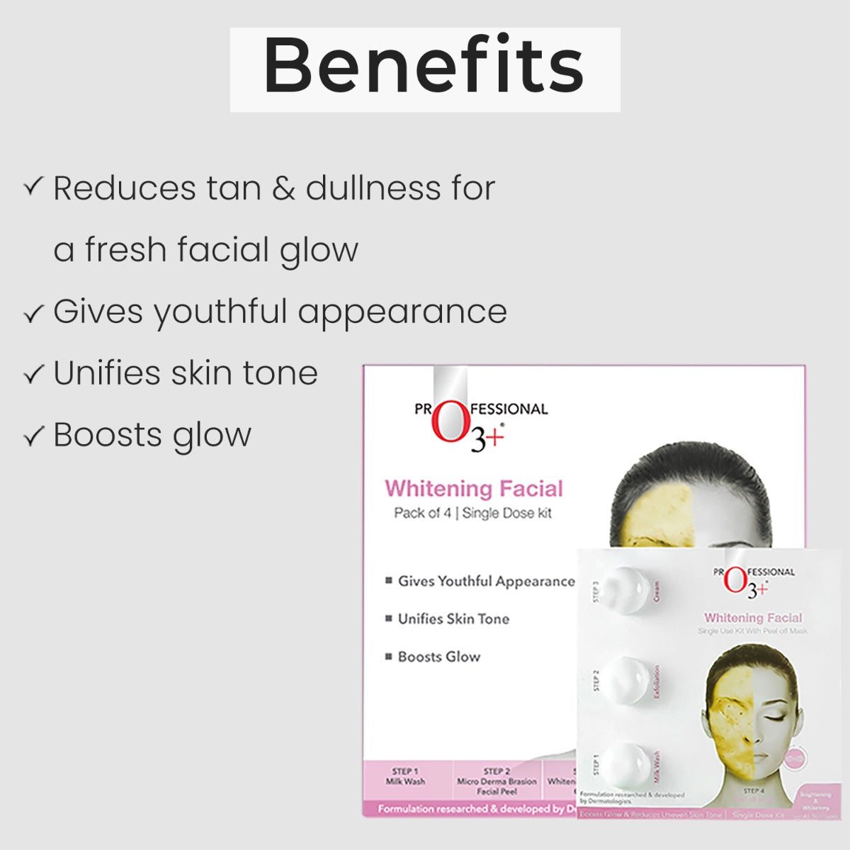O3+ Whitening Facial Kit With Brightening & Whitening Peel Off Power M ...
