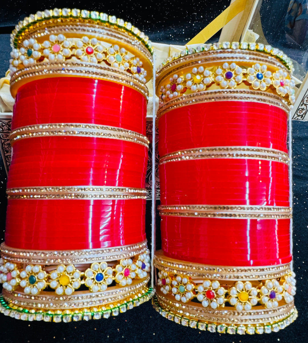 Beautiful kundan stone with pearl work design Bridal Churra– Saheli ...