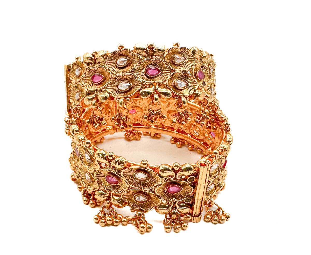 Gold plated Polki Stone work with Latkan beautiful designDesigner Kade ...