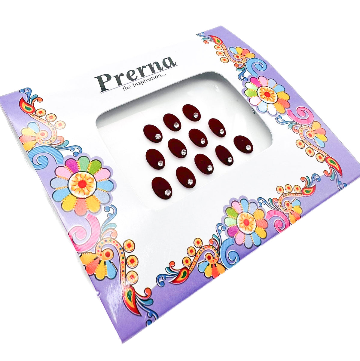 Silver stone Oval shape Maroon Bindi– Saheli Ethnic Indian Wear