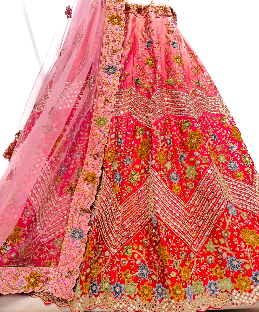 Silk based hand work with stones work embroidery work and original mir ...