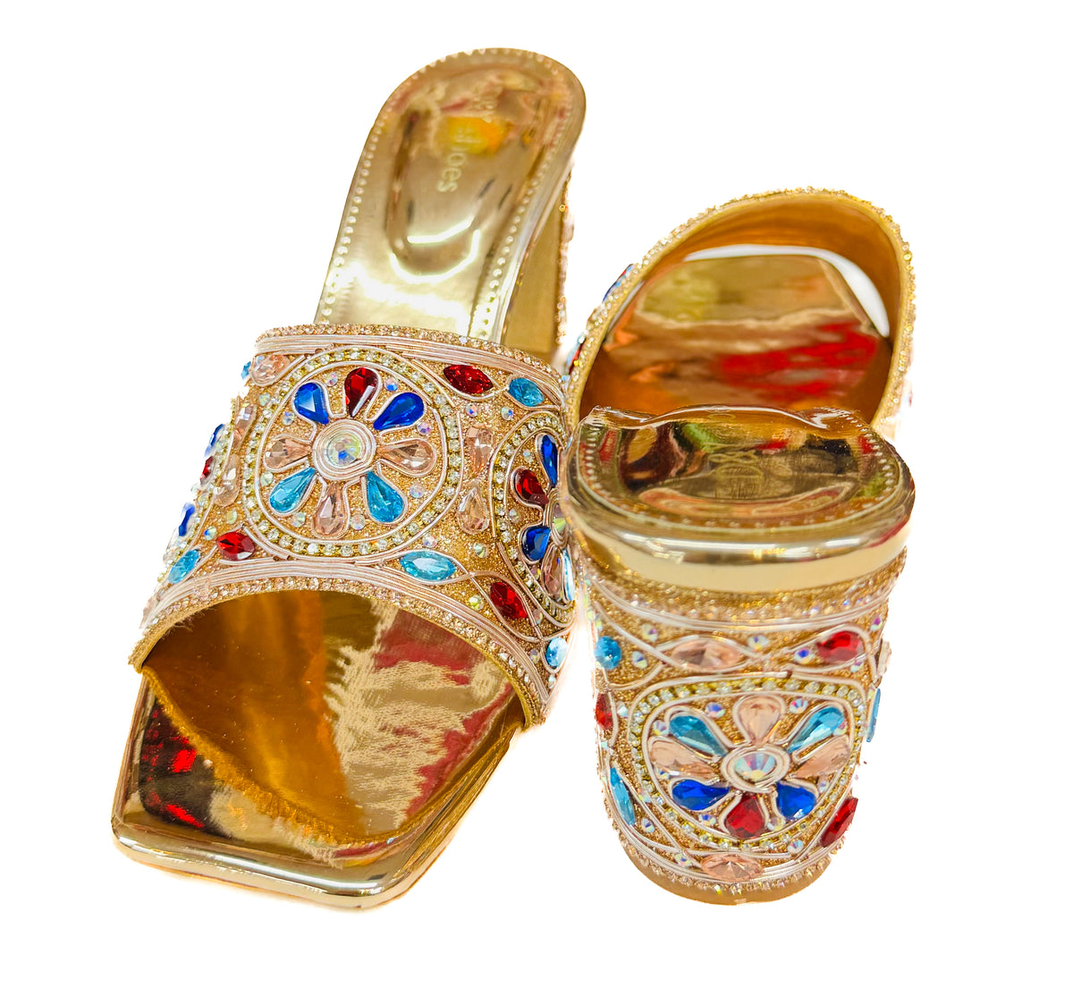 Multi Colored Stone Studded Designer Wedge– Saheli Ethnic Indian Wear