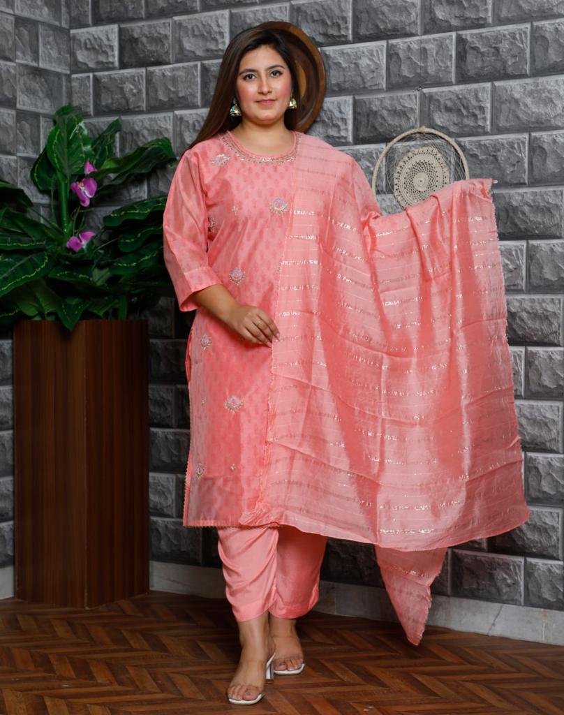 Cotton Silk based handwork with Golden thread work design beautiful ku ...