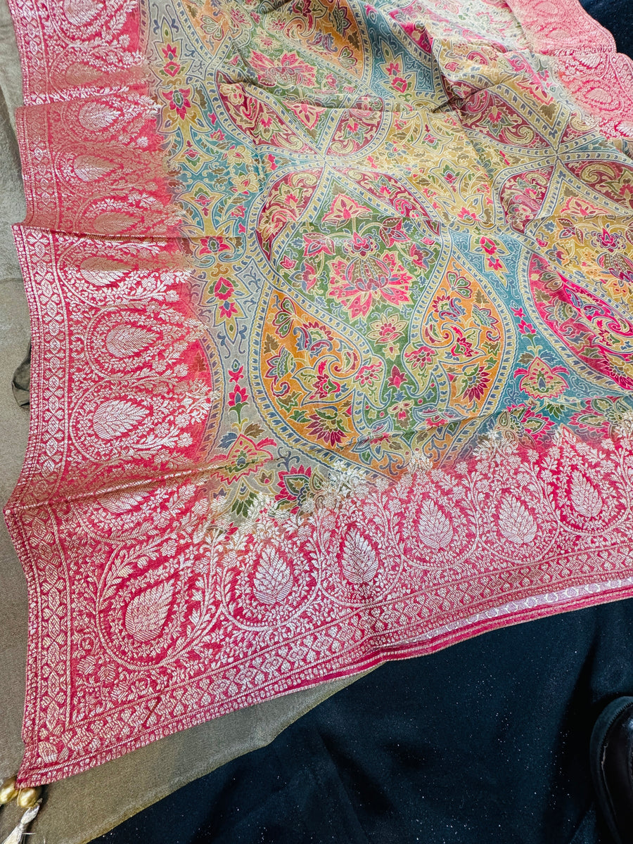 Pure tissue silk based beautiful neck design kameez with pure silk bot ...