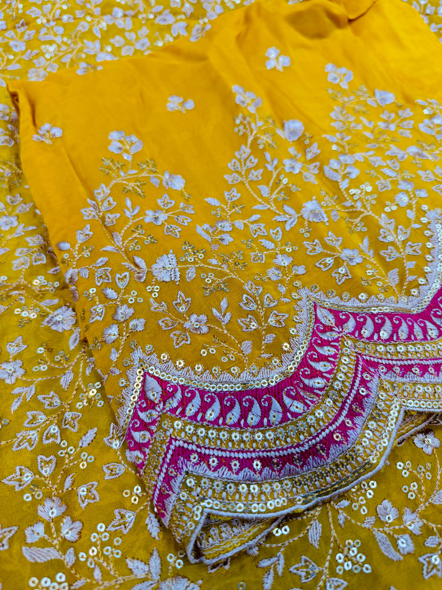 (Video clip attached )Mustard color soft malmal georgette based beauti ...