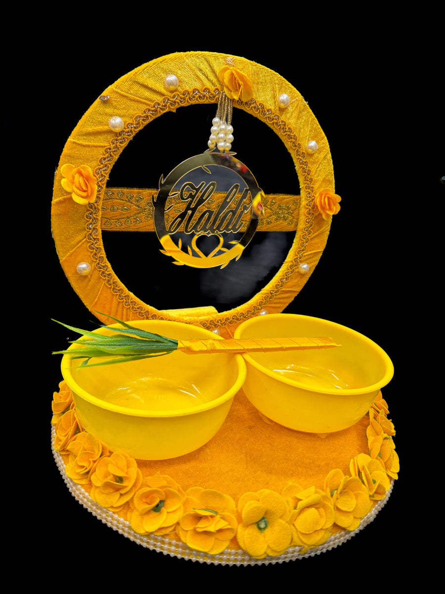 Decorated Haldi Platter | Pate with Bowl for Haldi Ceremony for Weddin ...