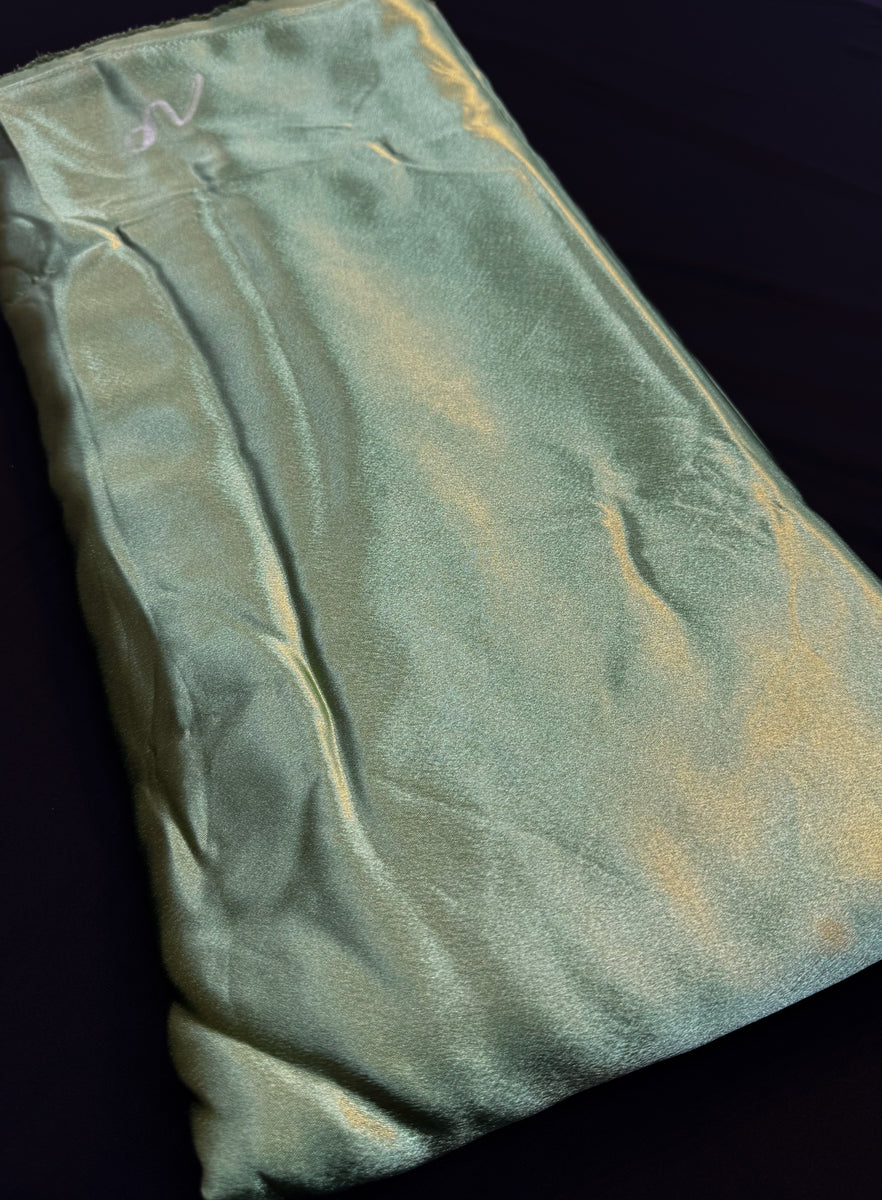 Pastel Sage colour Satin Silk beautiful soft fabric(Per meter) 112cm w ...