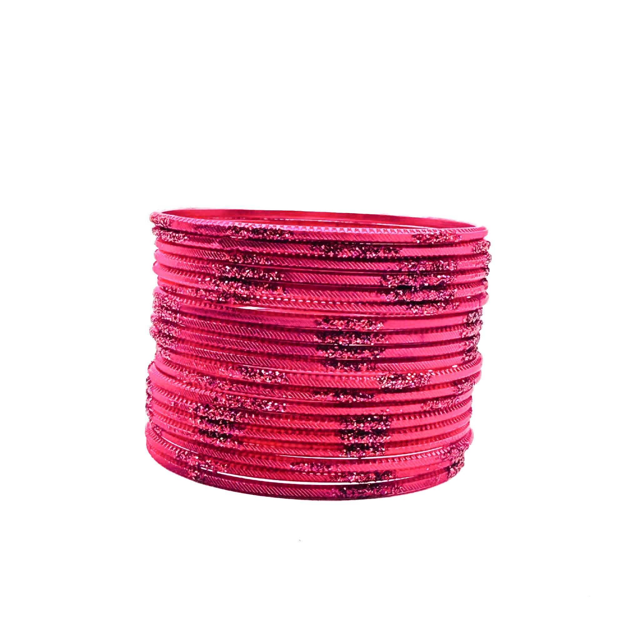 Dark Gajri Pink color kids shimmery metal bangles (2 dozen in one pack ...
