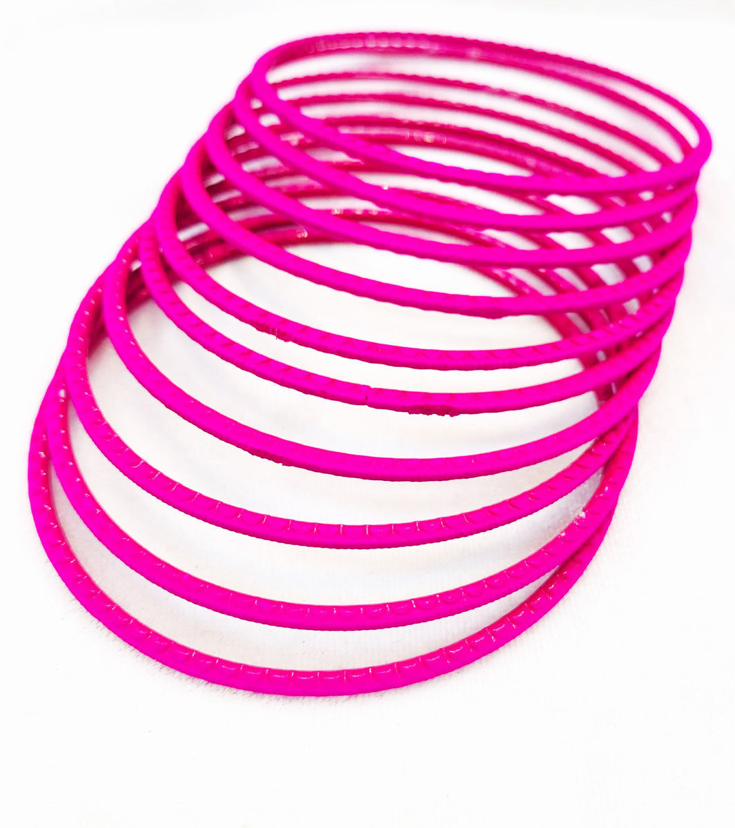 Hot pink colour Metal Mat Look Bangles (2 Dozen) Size 2.10– Saheli ...