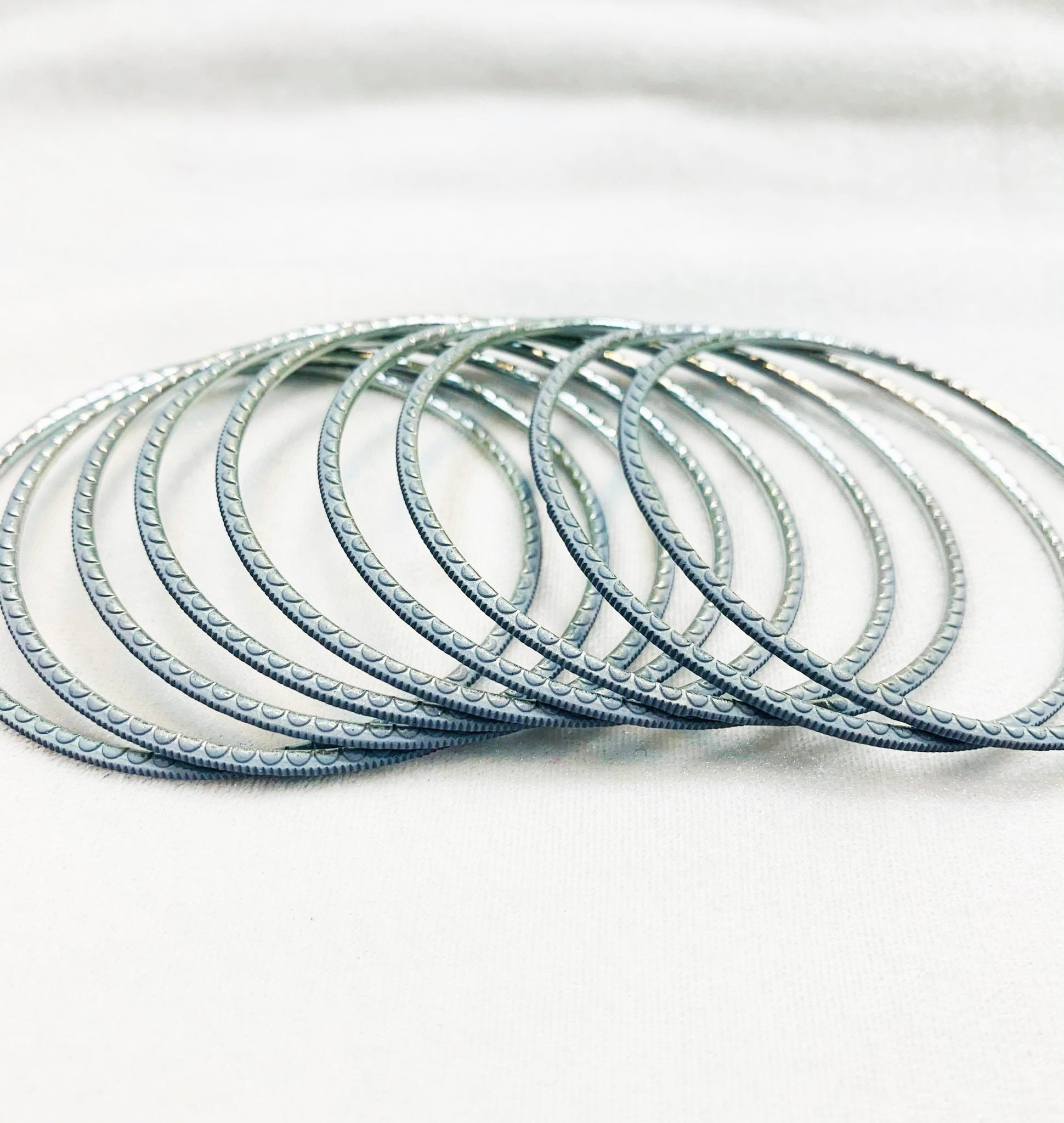 Grey Colour Metal mat look Bangles (2 Dozen)– Saheli Ethnic Indian Wear