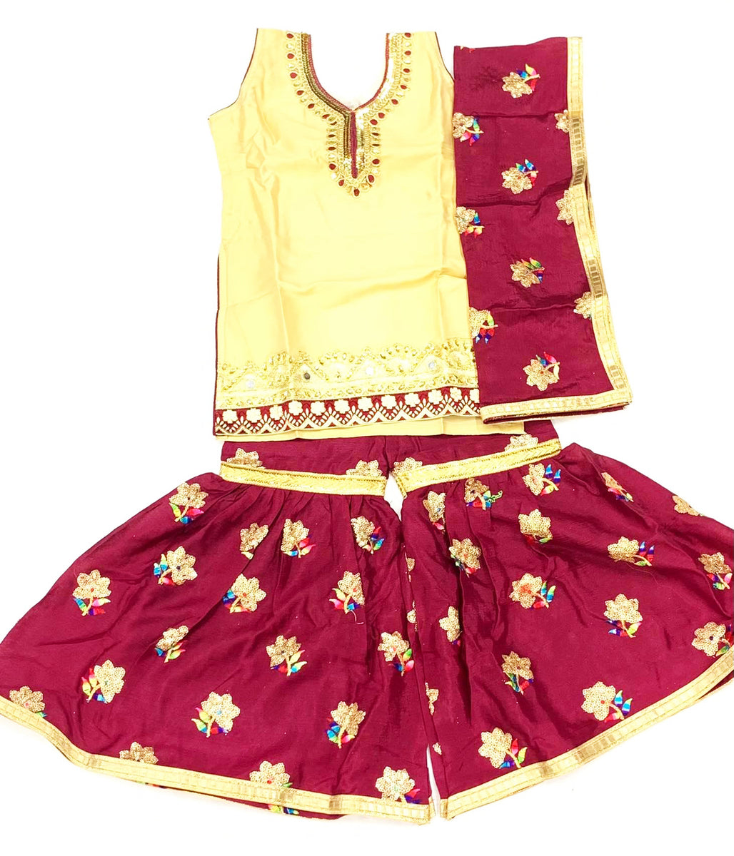 Kids Sharara suit with heavy dupatta– Saheli Ethnic Indian Wear