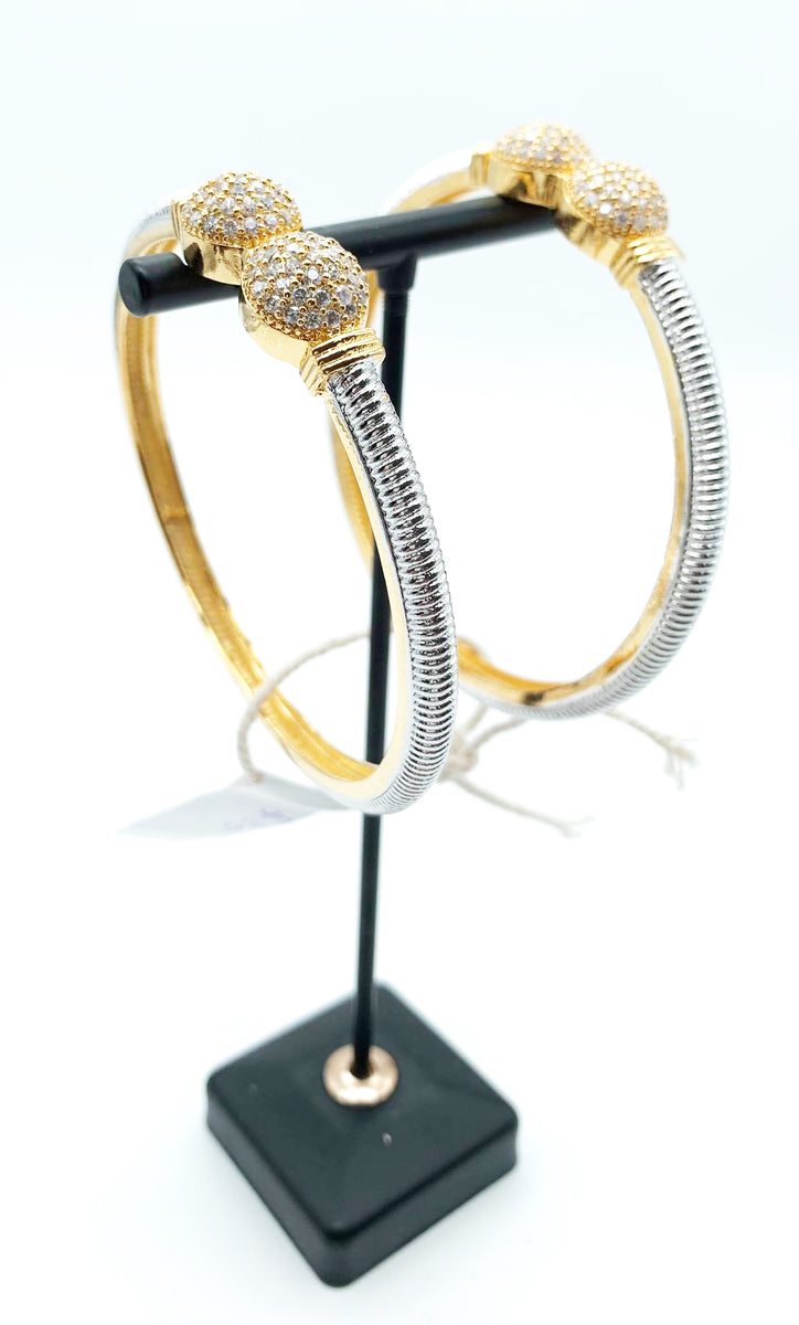 Golden and silver design American diamond Kade (2 KAde)– Saheli Ethnic ...