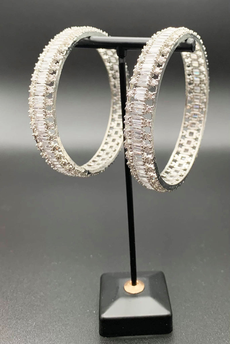 Silver American diamond kade (2 KAde)– Saheli Ethnic Indian Wear