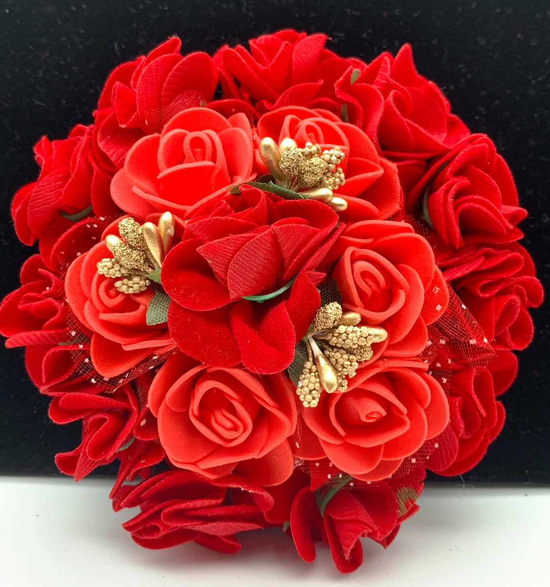 Latest Red and Peach Rose Gajra Bun /Juda With Gajra– Saheli Ethnic ...