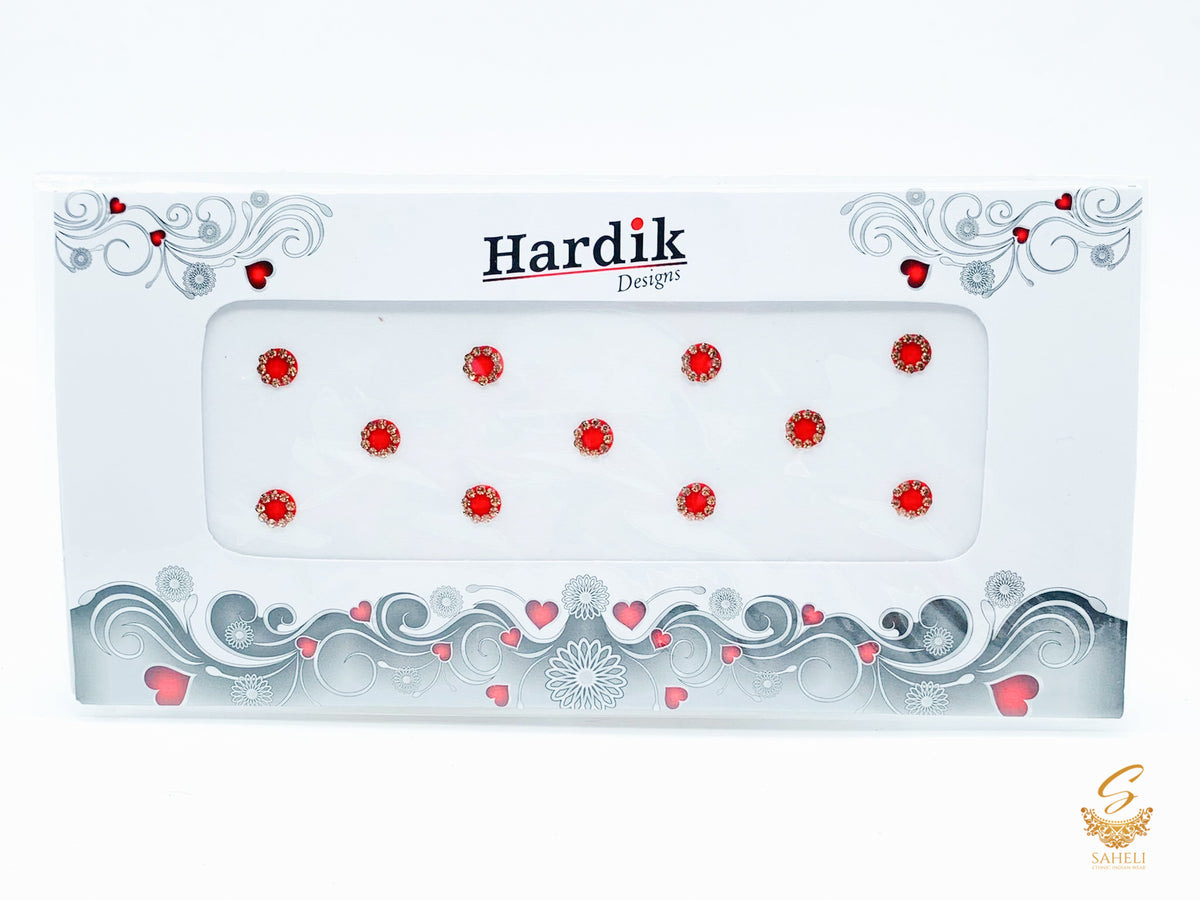 Red bindi with stone work– Saheli Ethnic Indian Wear