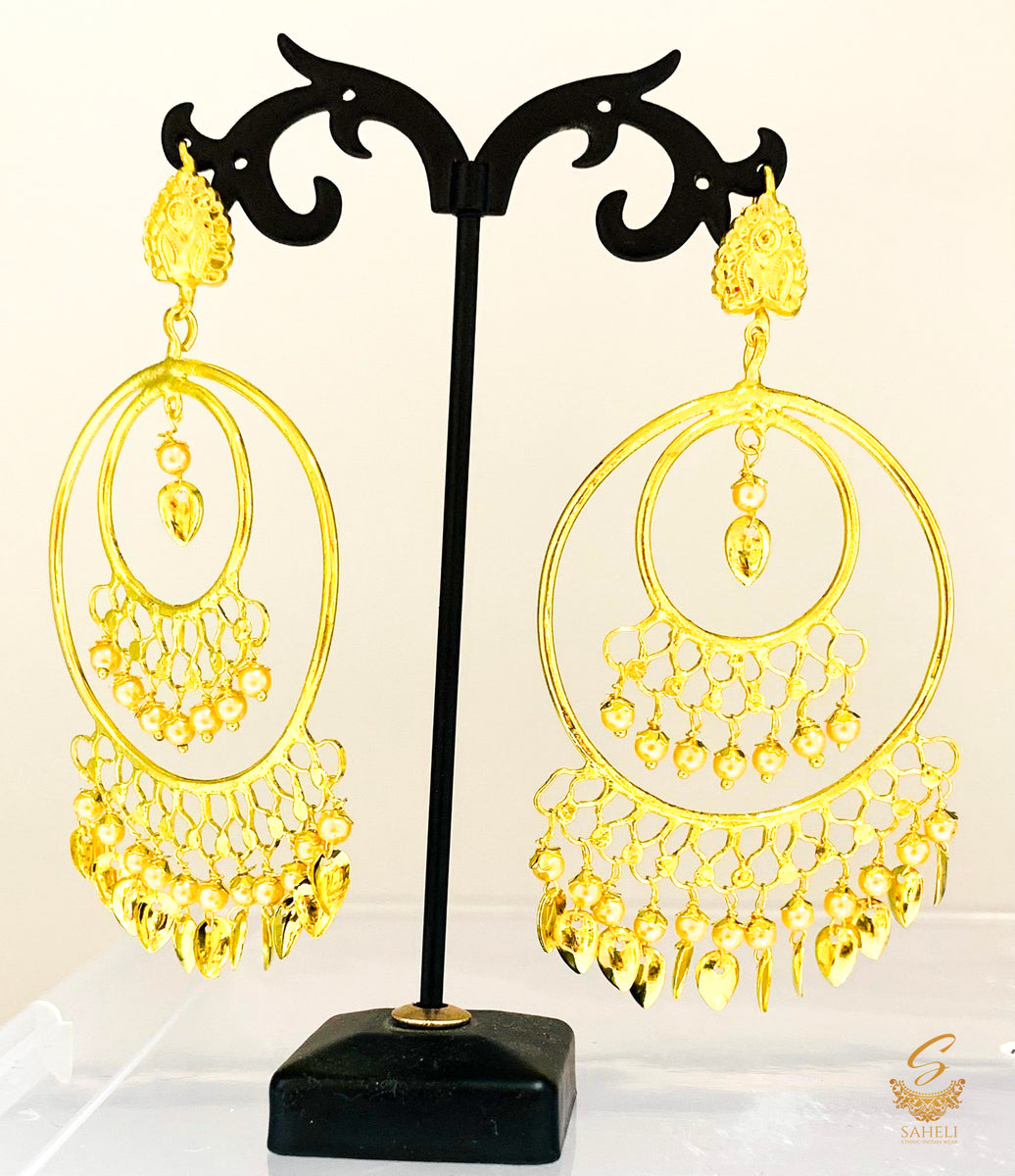 golden pearls with pippal patti punjabi balian– Saheli Ethnic Indian Wear
