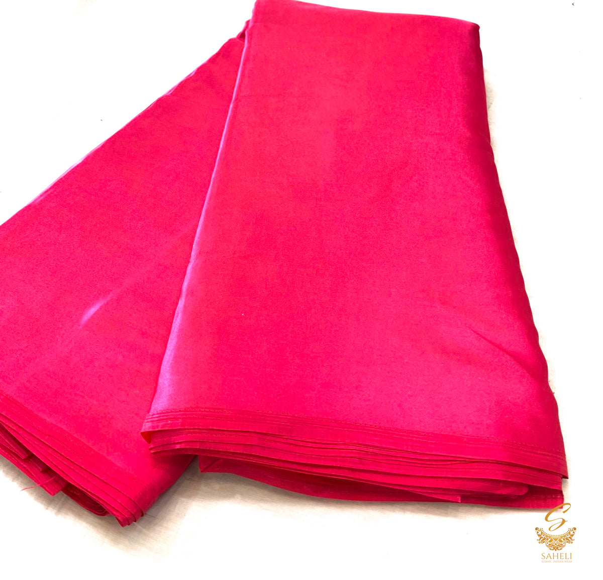 Hot Pink colour Satin Silk beautiful soft fabric(Per meter) 112cm widt ...