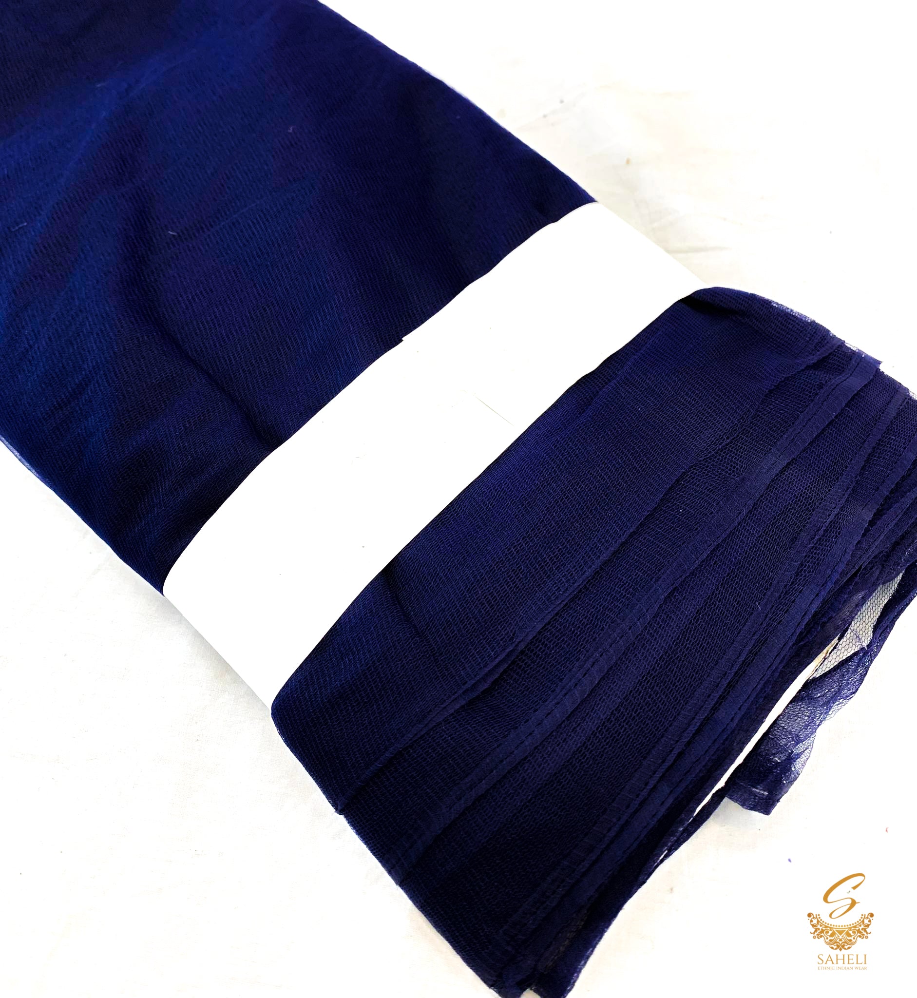 Ink BLue colour netting Fabric (per meter)146cm width– Saheli Ethnic ...