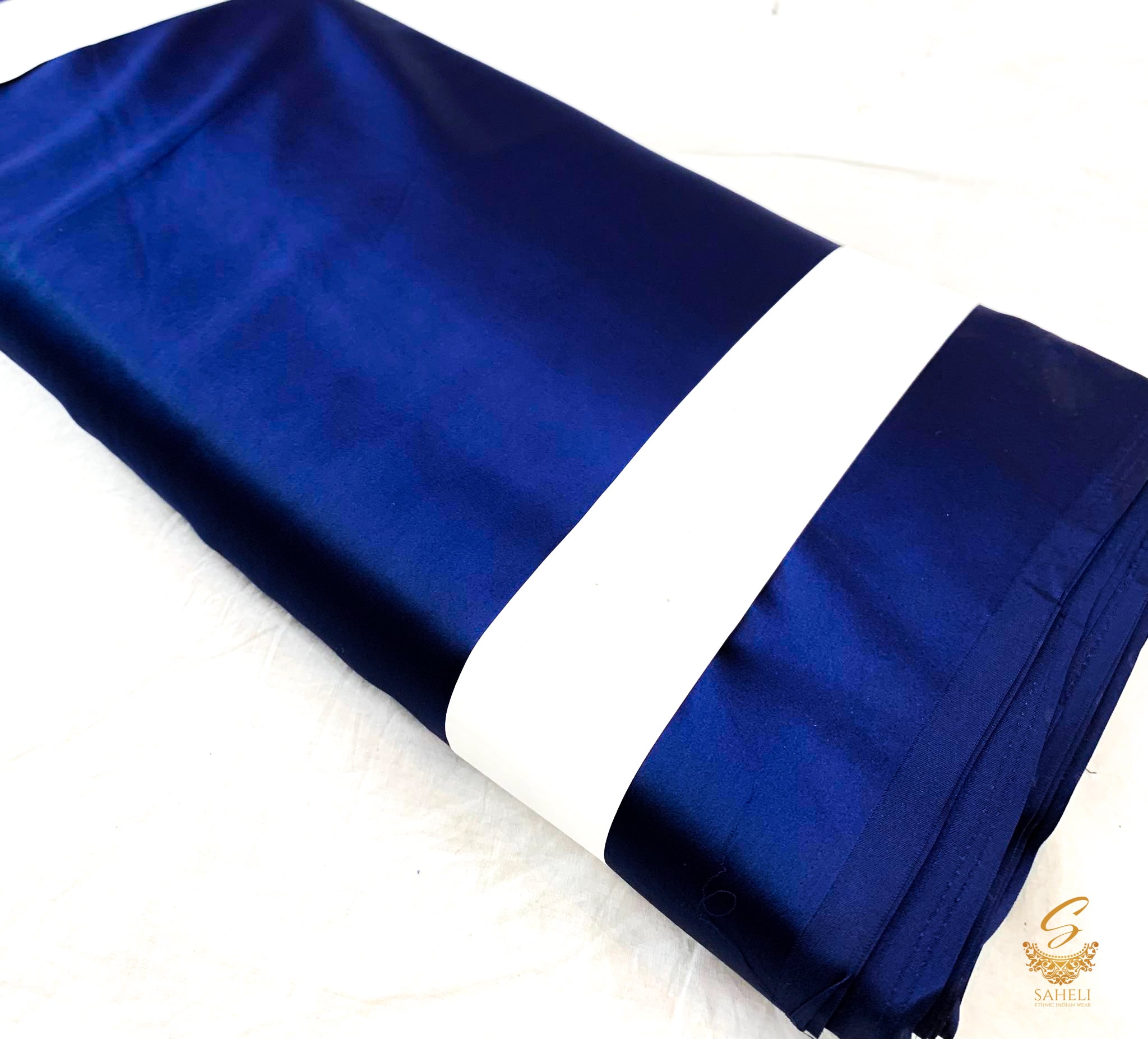 Nevi blue colour japanese satin (per meter) 126cm width– Saheli Ethnic ...