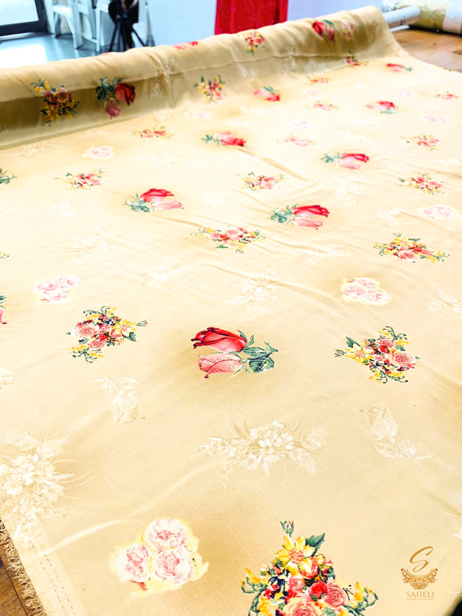 Light biscotti colour print beautiful soft crape fabric (per meter) 11 ...