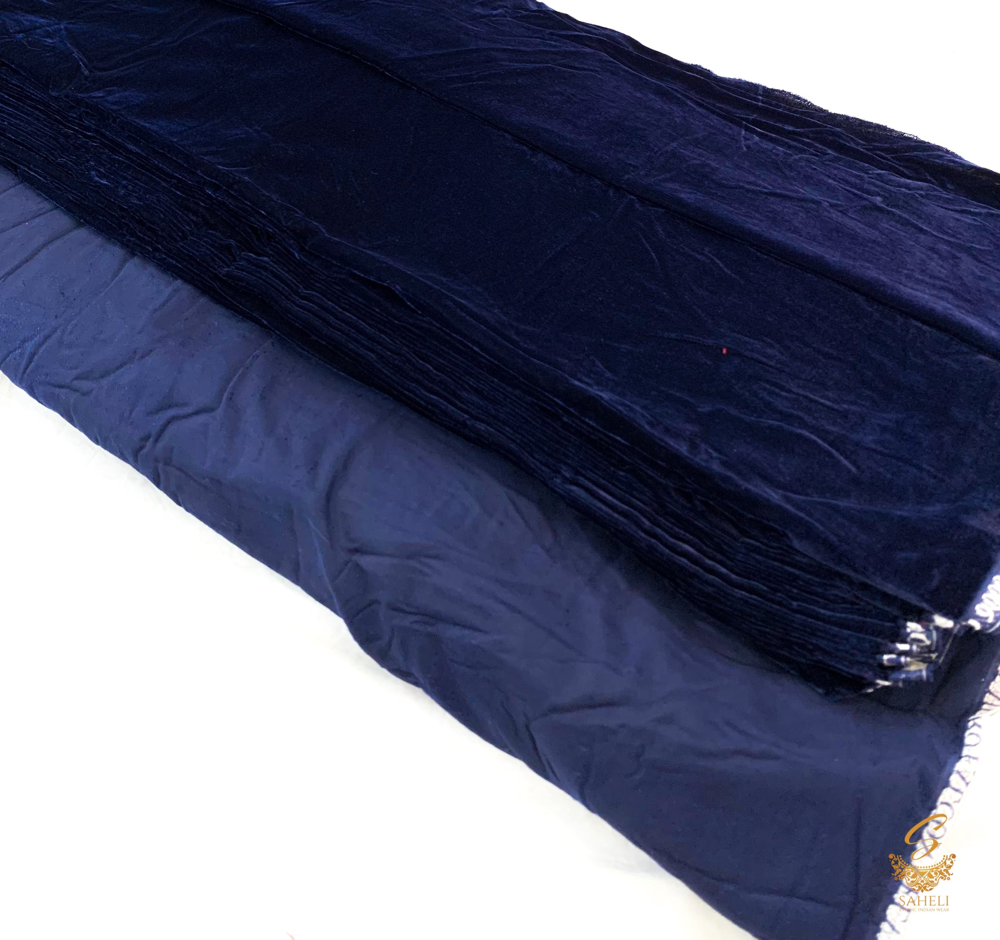 Nevi Blue colour velvet fabric (per meter)– Saheli Ethnic Indian Wear