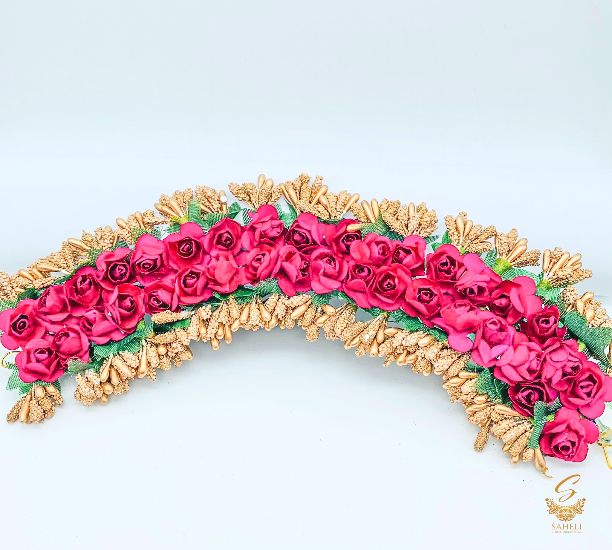 Floral Hair Gajra with pearls– Saheli Ethnic Indian Wear