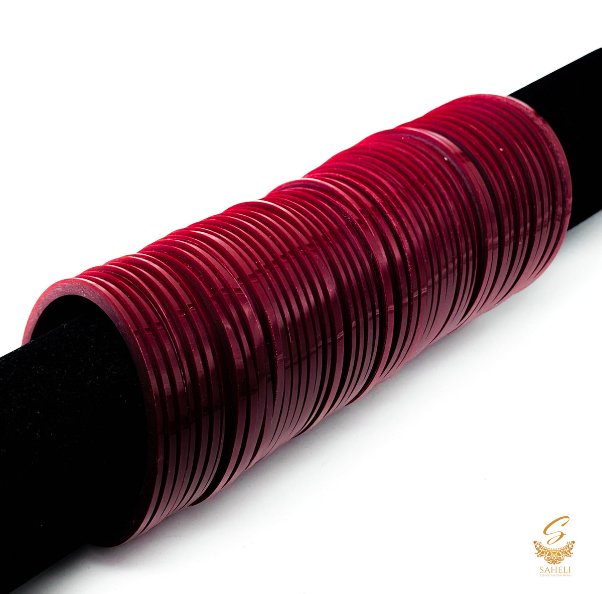 Deep Maroon colour Plain Plastic Churra Bangles (40 Bangles)– Saheli ...