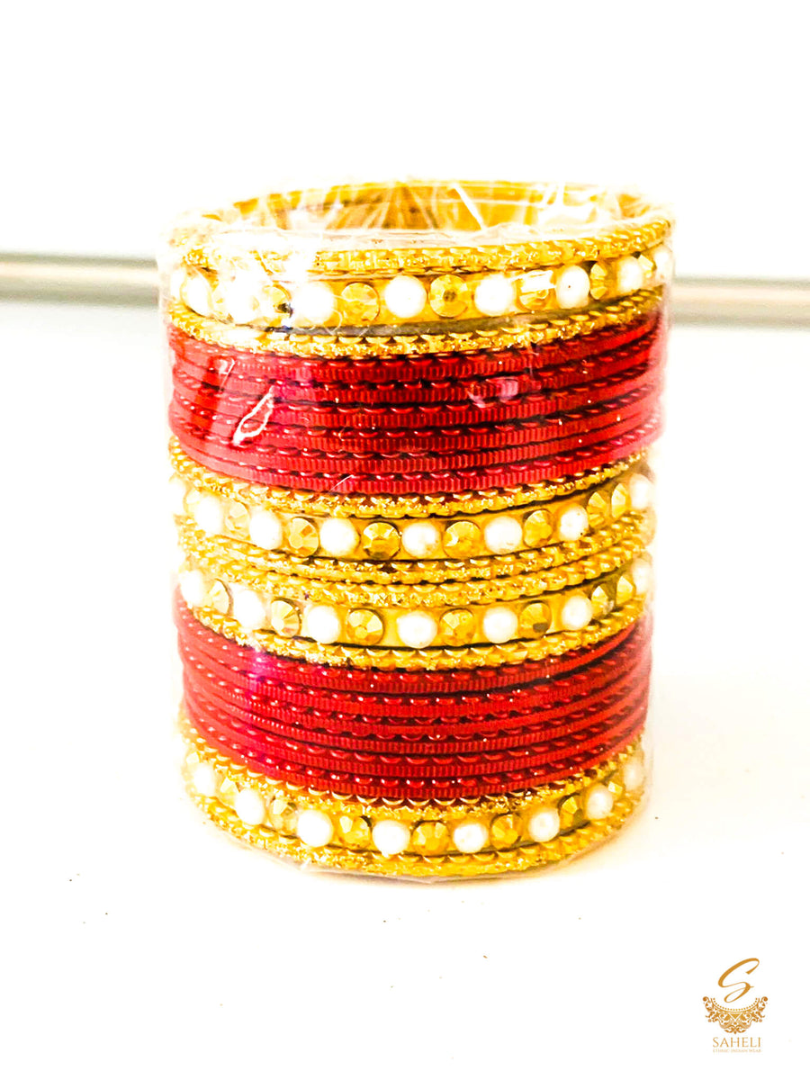 Maroon colour metal bangles set for kids– Saheli Ethnic Indian Wear
