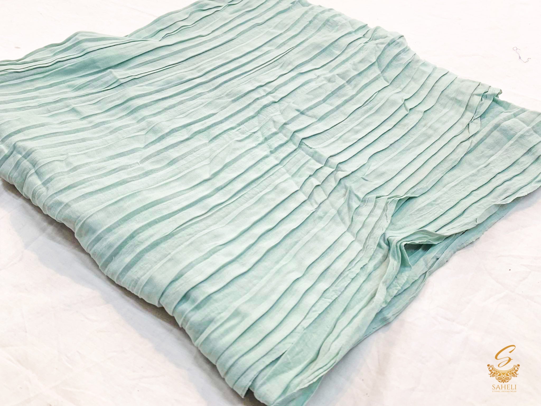 Pastel mint beautiful soft crushed linen fabric hijab– Saheli Ethnic ...