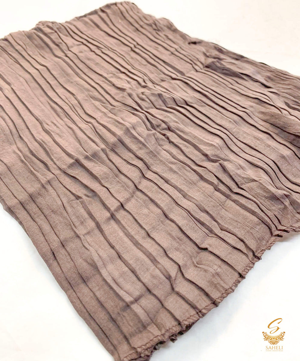 Brown beautiful soft crushed linen fabric hijab– Saheli Ethnic Indian Wear