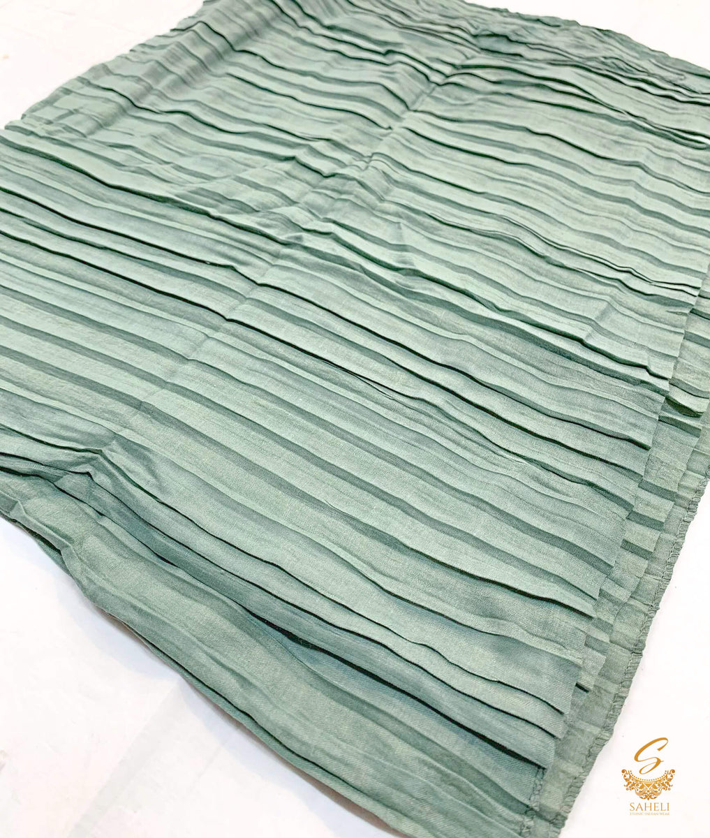 Khaki green beautiful soft crushed linen fabric hijab– Saheli Ethnic ...